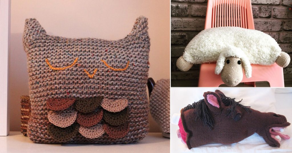 8 Animal Pillow Free Knitting Patterns - Knit-Knit