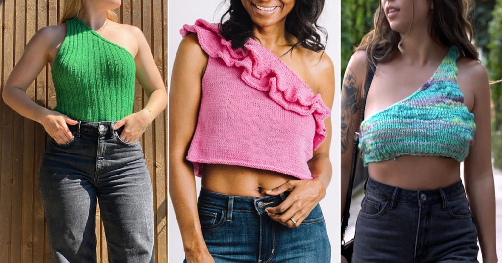 9 Knitted One Shoulder Top Free Patterns - Knit-Knit