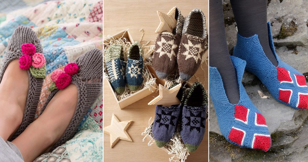 12 Free Knitted Ladies Slippers - Knit-Knit