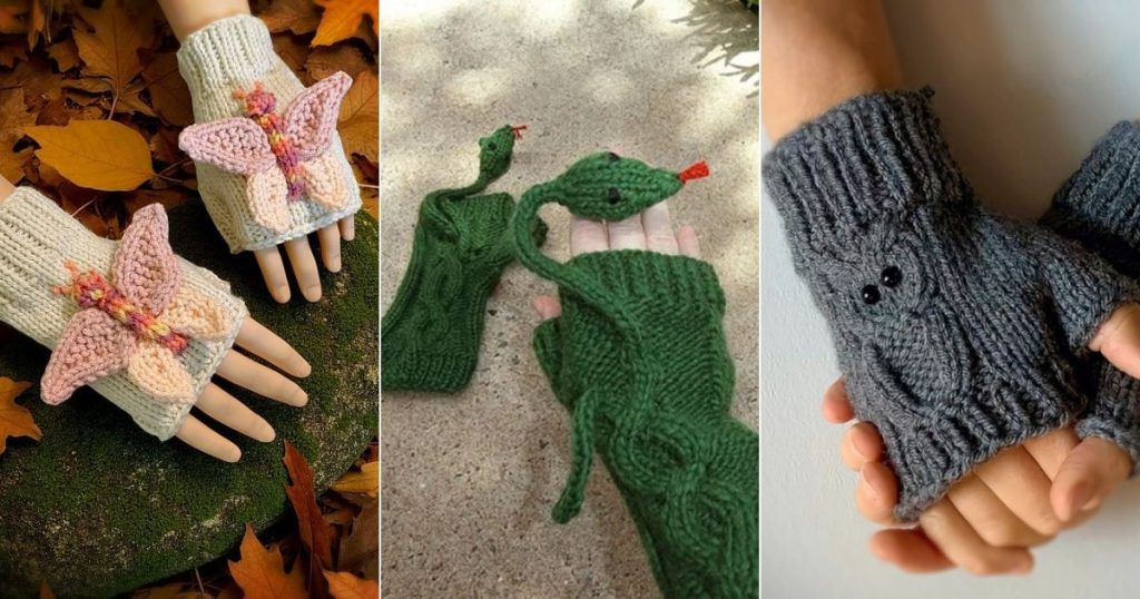 6 Knitted Animal Fingerless Gloves Free Patterns - Knit-Knit
