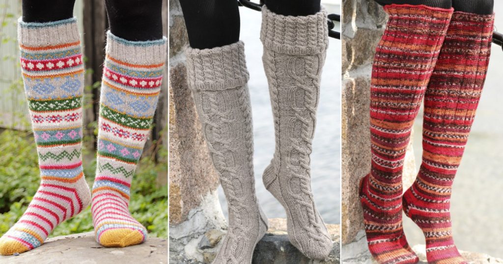 15 Knitted Long Socks Free Patterns - Knit-Knit
