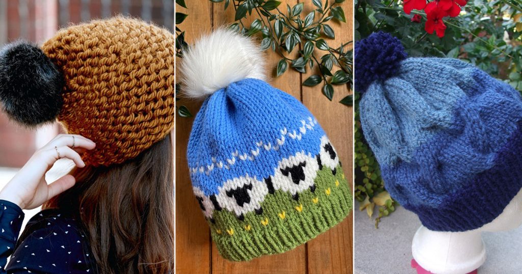 14 Knitted Pom Pom Hat Free Patterns - Knit-Knit