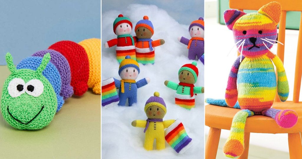 12 Knitted Rainbow Toys Free Patterns - Knit-Knit