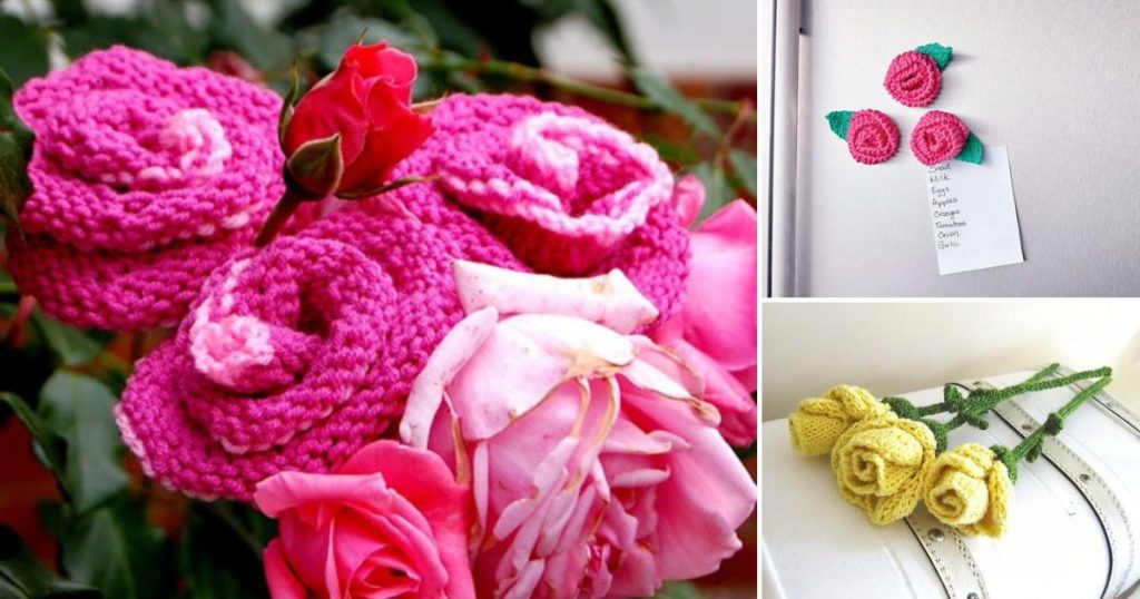 15 Knitted Rose Free Patterns - Knit-Knit