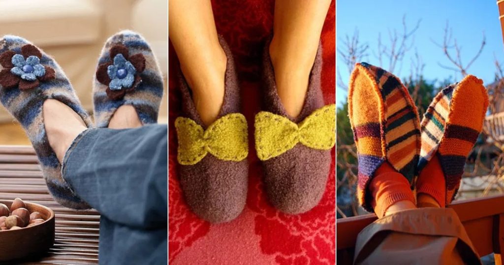 15 Knitted Felted Slippers Free Patterns - Knit-Knit