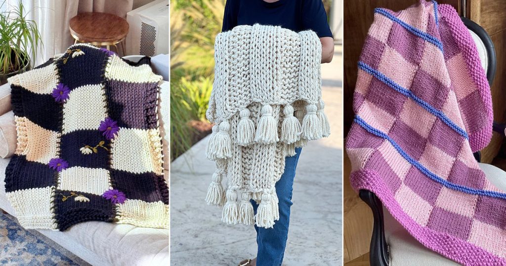 14 Knitted Chunky Blanket Free Patterns - Knit-Knit