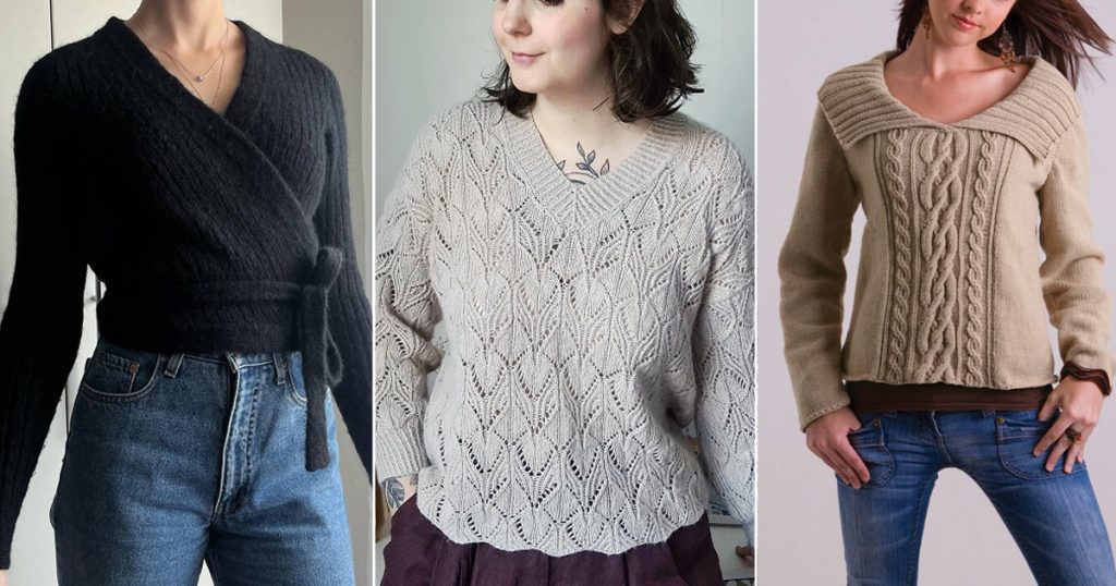 13 V-Neck Sweater Free Patterns - Knit-Knit