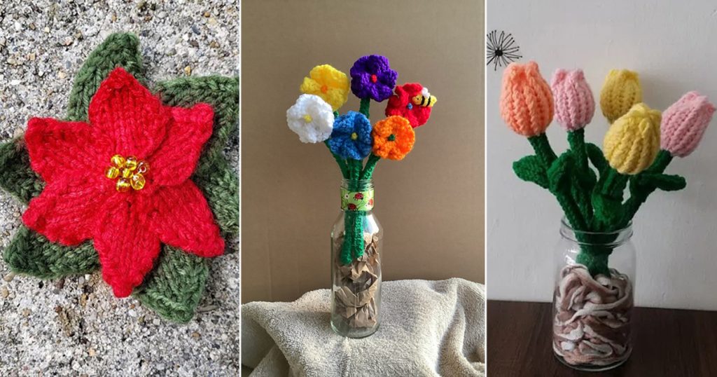 14 Knitted Flowers Free Patterns - Knit-Knit