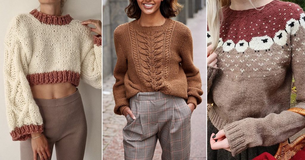 13 Knitted Crew-Neck Jumper/Sweater Free Patterns - Knit-Knit