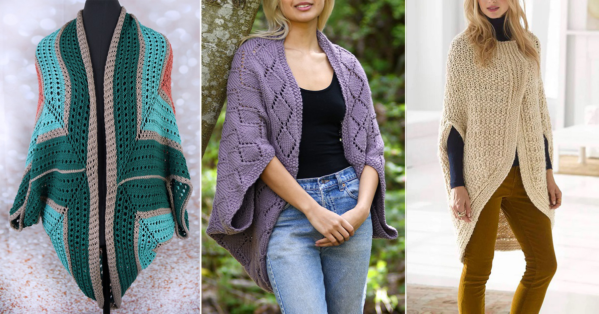 Knitted Long Shrug Free Patterns for Women - Knit-Knit