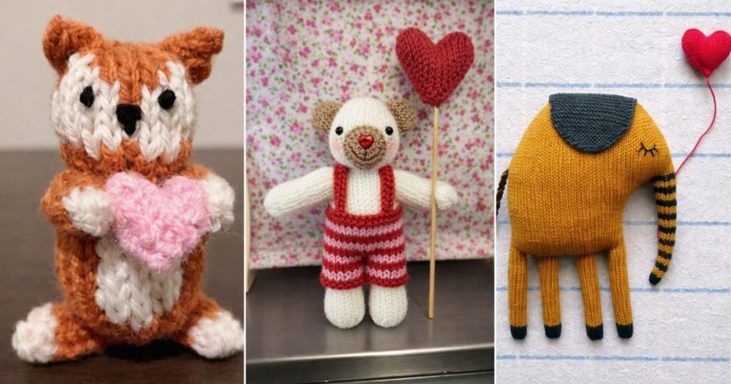 8 Knitted Toys with Heart Free Patterns - Knit-Knit