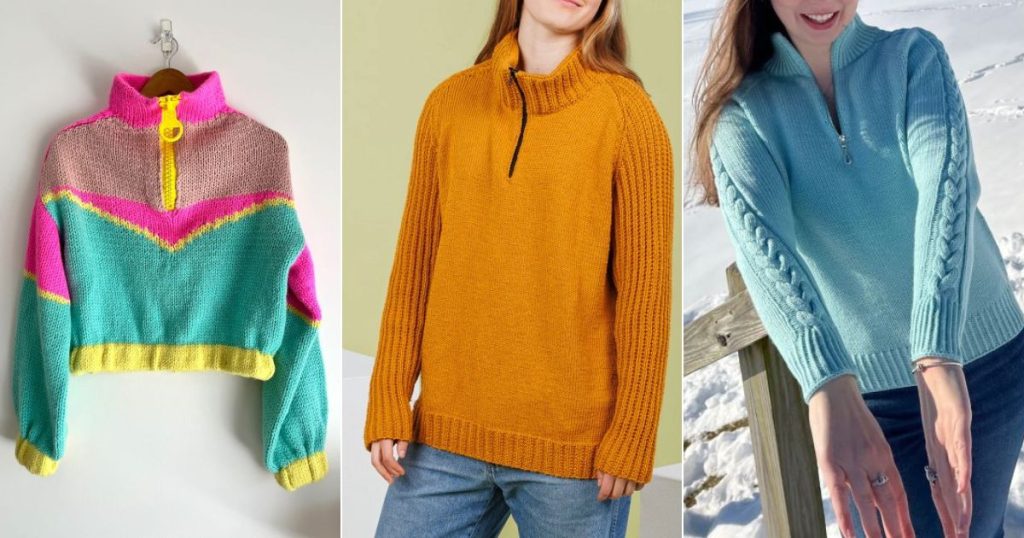 8 Quarter Zip Free Knitting Patterns - Knit-Knit