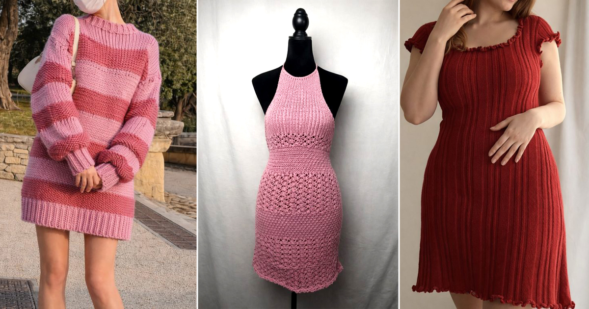 7 Valentine's Day Dress Free Knitting Patterns - Knit-Knit