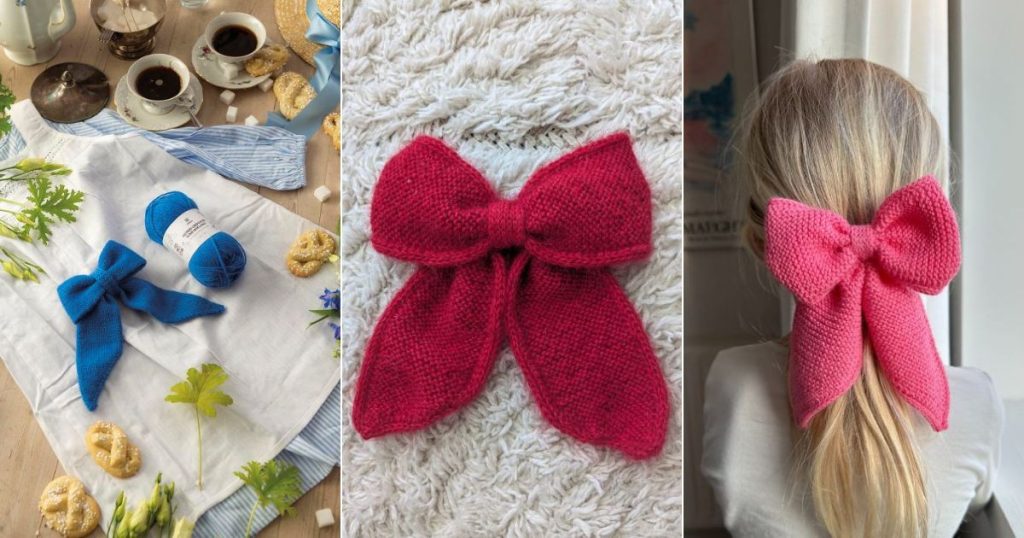 12 Knitted Hair Bow Free Patterns - Knit-Knit